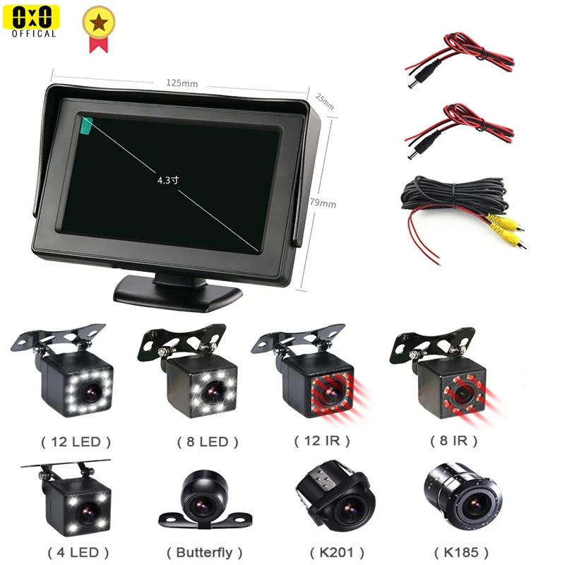 Car-Reverse-Monitor-4-3-Inch-HD-Rear-View-Camera-Monitor-with-LED-Night ...