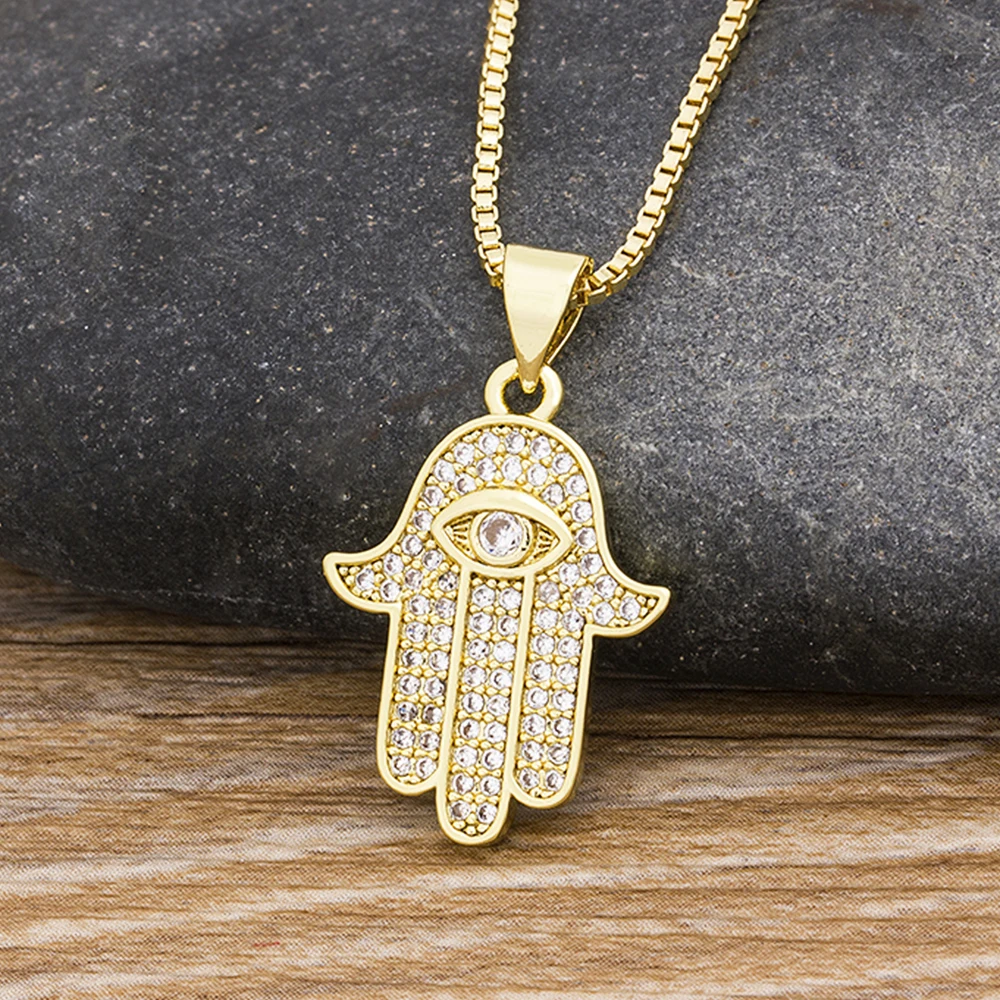 AIBEF 2020 Turkish Crystal Evil Eye Hand Palm Hamsa Pendant Necklace ...