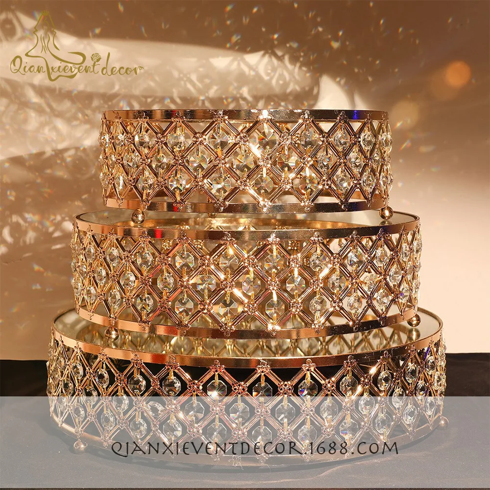 Gold Mirror Metal Cake Stand Round Cupcake Wedding Birthday Party ...