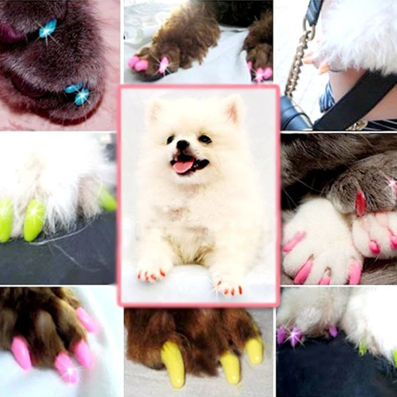 20PCS Soft Cat Dog Nail Caps Cat Nail Cover Pet Silicon Nail Protector ...