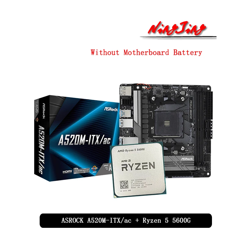 AMD CPU Ryzen 5 5600G R5 5600G, ASROCK A520M ITX/ac ITX, juego para placa base, enchufe AM4 ...