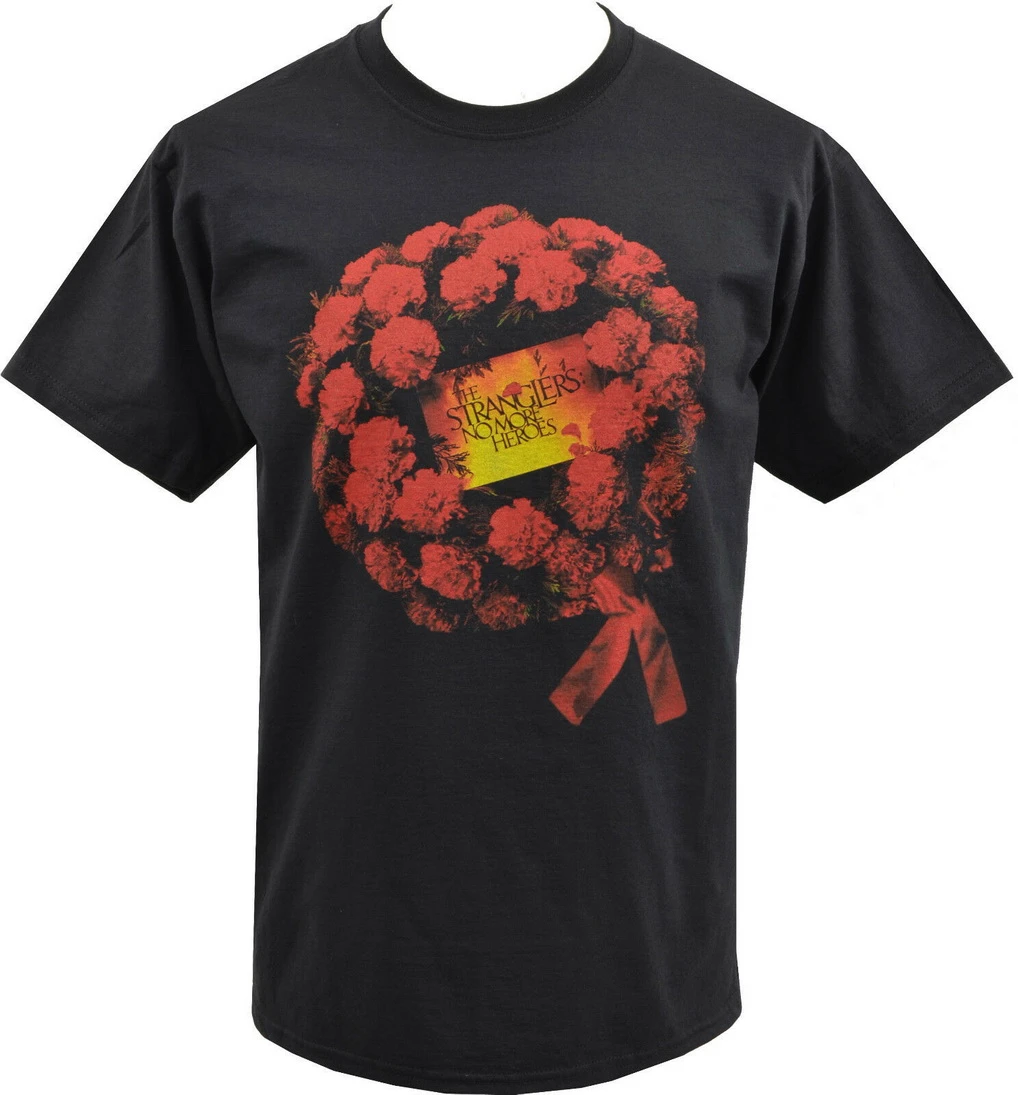 MENS BLACK T-SHIRT THE STRANGLERS NO MORE HEROES PUNK ROSE WREATH POP ...