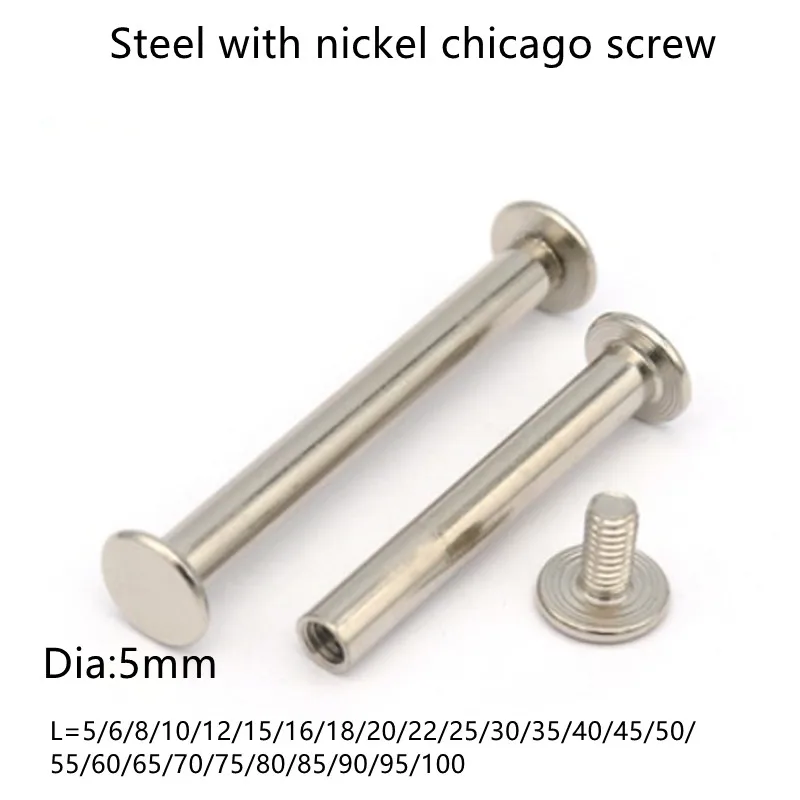 5-20pcs/lot Chicago Screw M5 Length 6mm -100mm Nickel Plated Account ...