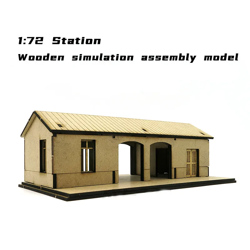 1-72-Train-Station-Scene-Model-European-Platform-Wooden-Assembly-Model ...