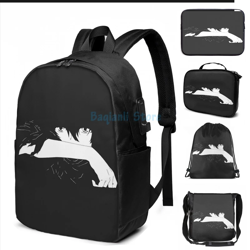 Funny Graphic print Mirai Nikki Yukki God Mode USB Charge Backpack men ...