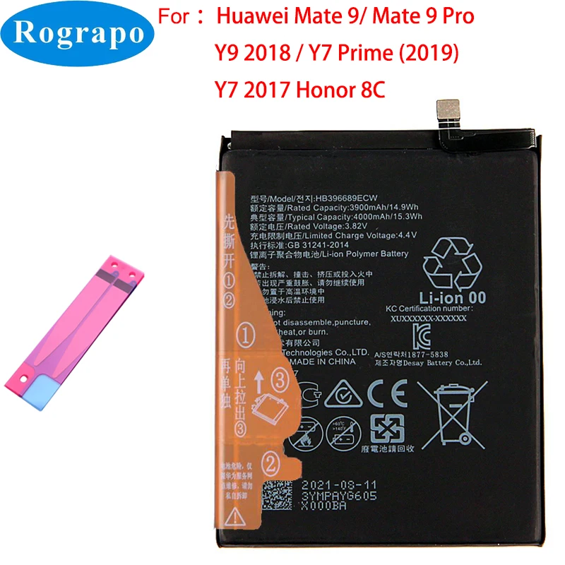 Original 4000mAh HB396689ECW Mobile Phone Battery For Huawei Y9 2018 ...