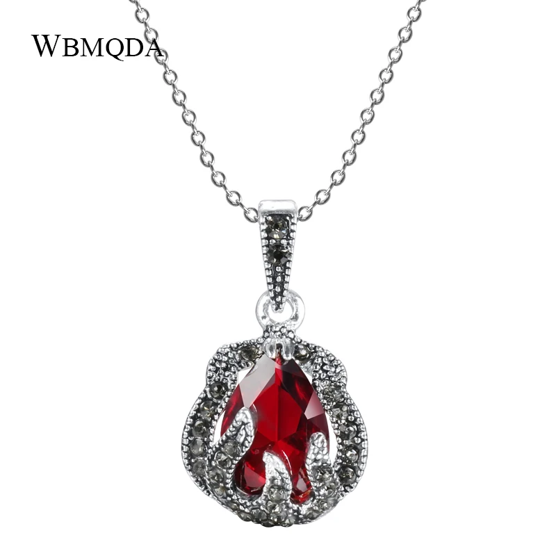 Silver Necklace Wedding Red | Red Necklaces Women Party | Crystal Fashion Necklace Red ...