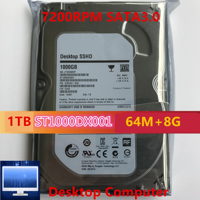 Original SSHD For Seagate Brand 1TB 3.5" SATA 6 Gb/s 64MB+8G 7200RPM ...