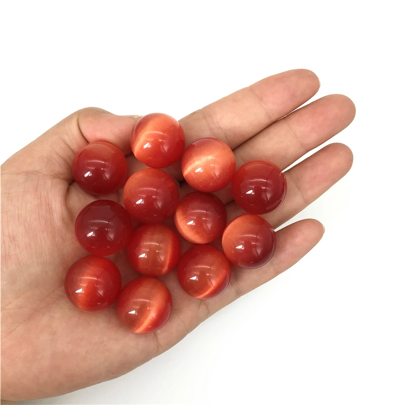 1PC Red Cat Eye Stone Ball Red Crystal Sphere Balls Gem Healing Stones ...