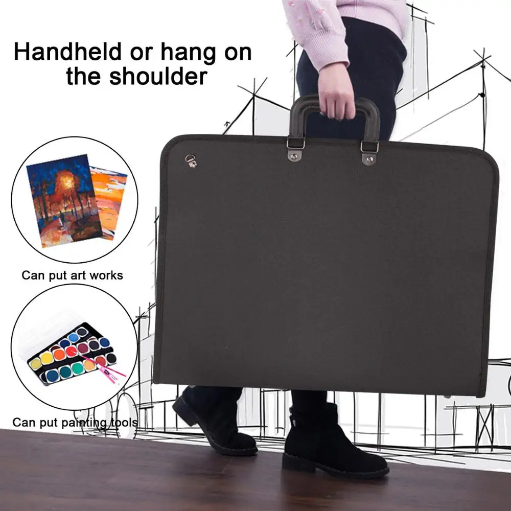 37 x 48cm Art Portfolio Expanding Folder File Organizer Carry Case Bag ...