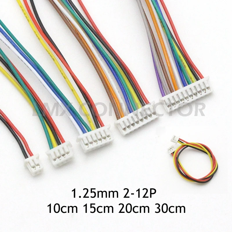 5pcs Micro Jst 1.25mm Pitch Female Connector Wire 10cm 15cm 20cm 30cm Cable 28awg 2/3/4/5/6/7/8 ...
