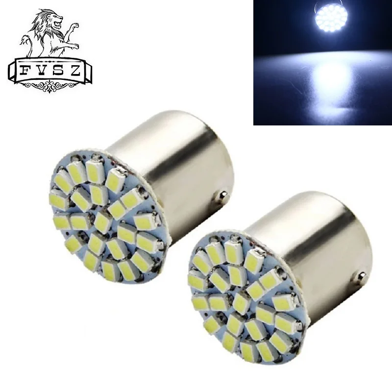 2Pcs Ba15s 1156 Auto led bulbs Car 194 W5W 22 LED 1210 6000K 5W 180 ...