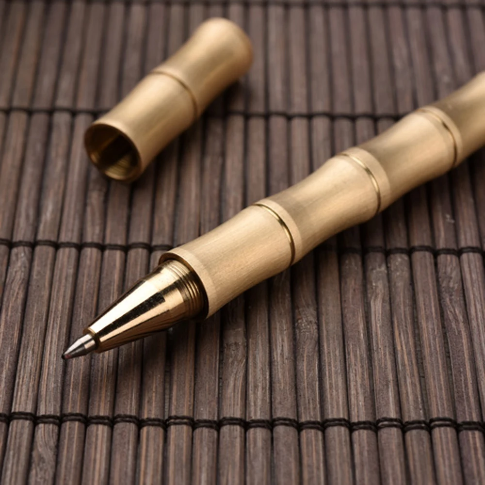 Brushed Detachable bamboo Rollerball Pen GOLDEN matte golden metal ...