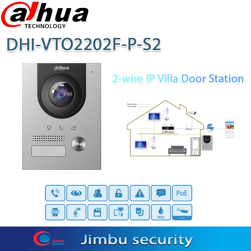 Dahua POE Video Intercom VTO2202F P S2 H.265 IP Villa Door Station 2 ...
