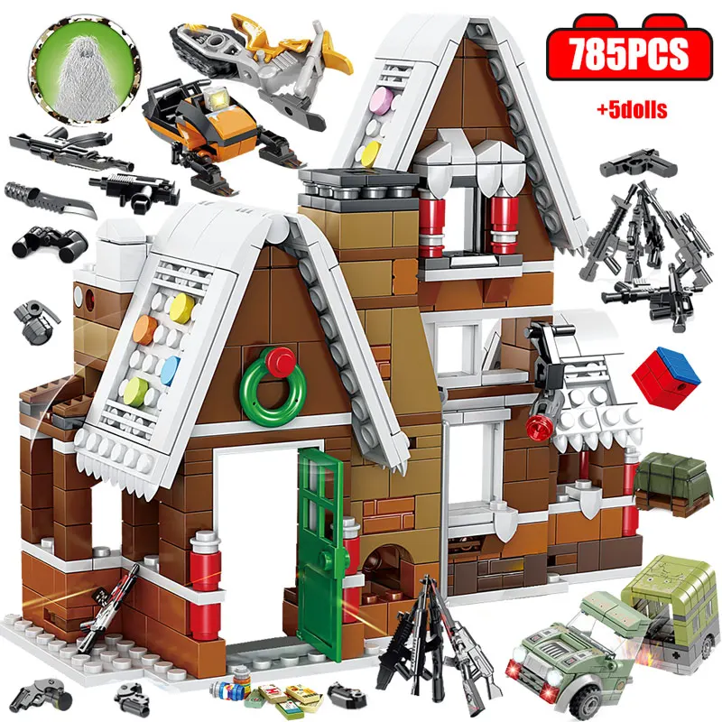 785pcs Military City Snow Village House Pubg Champion Battle Building ...