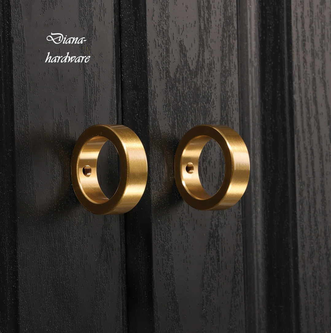 Modern Simple Solid Brass Ring Knobs And Handles Wardrobe Cabinet ...