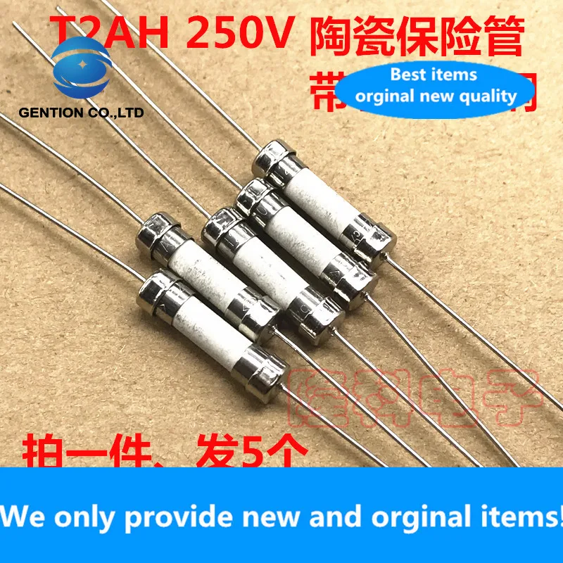 5pcs 100% New Original T2ah250v Fuse With Lead Wire T2a 250v Ceramic ...