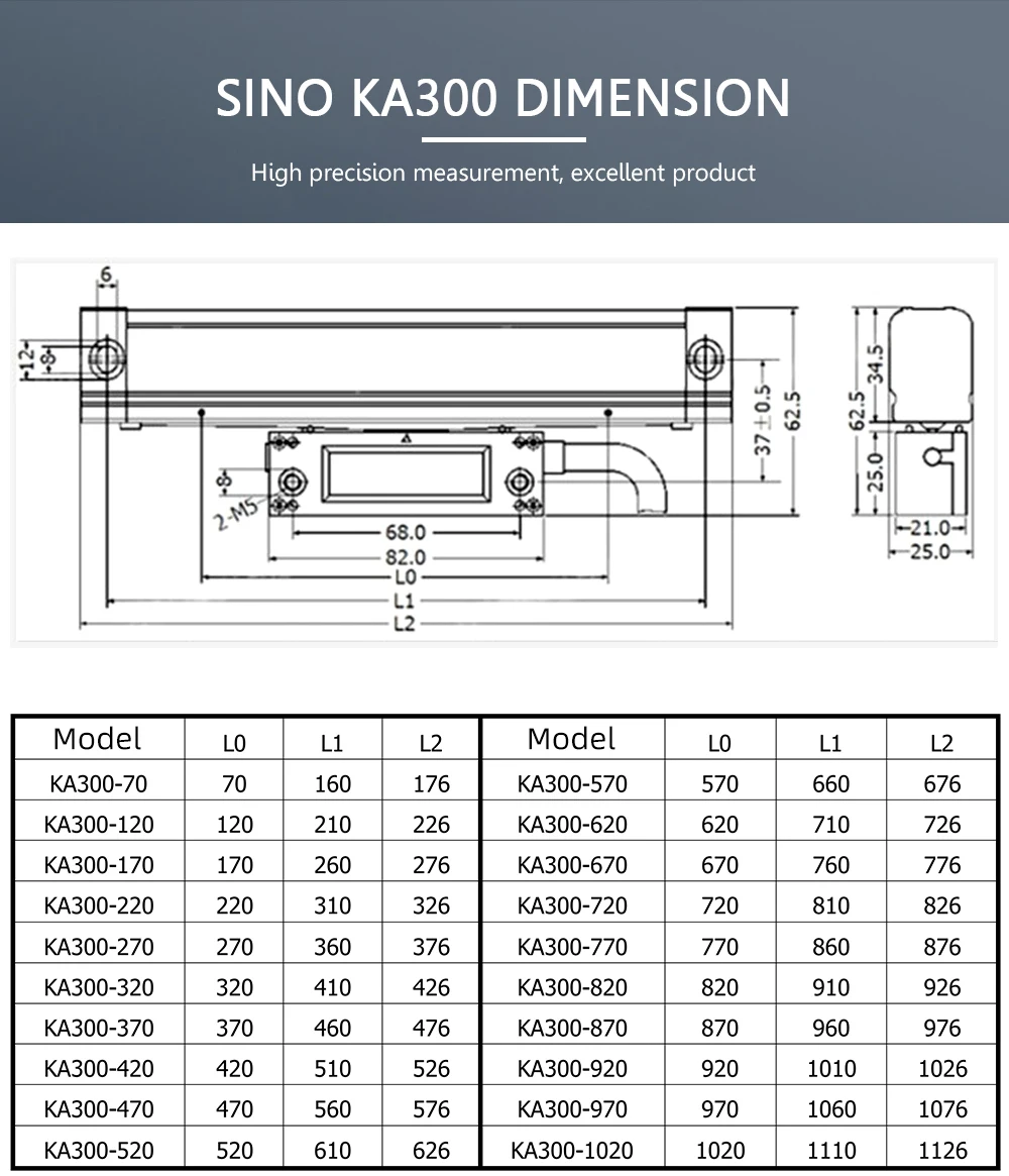Sino SDS6-3V digital readout DRO kit + 3 pcs KA300 linear scale linear ...