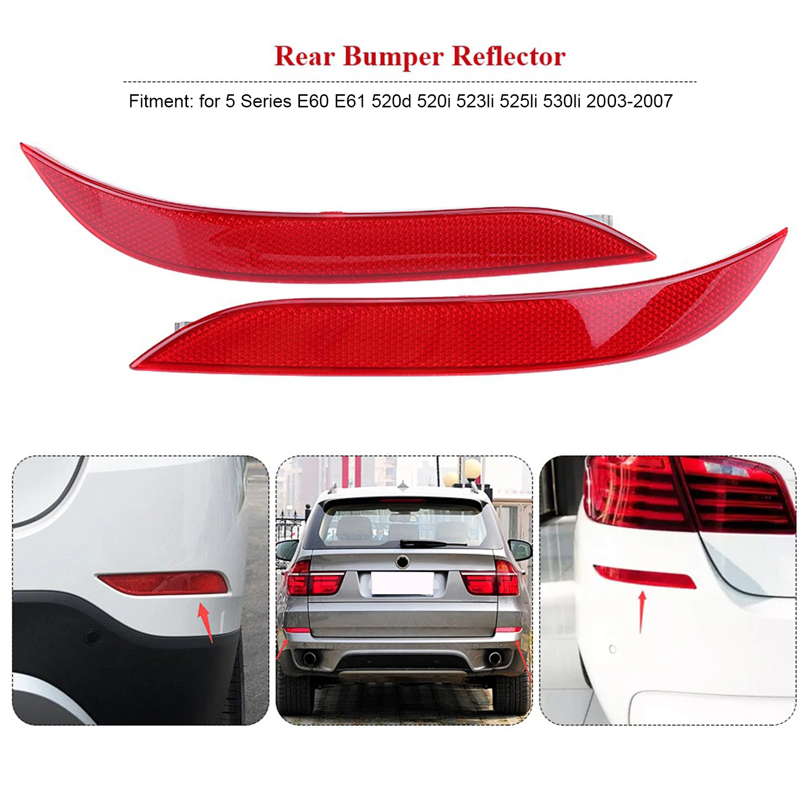 Left & Right Rear Bumper Reflector For Bmw 5 Series E60 2003‑2007 ...