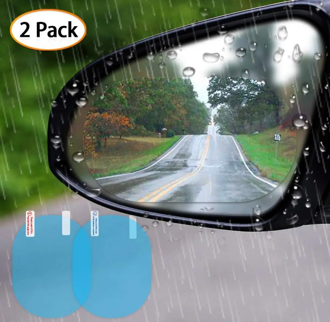 2PCS-Car-Film-Anti-Rain-Water-Repellent-Film-Car-Mirror-Window-Clear ...