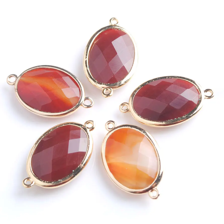 10pcs-Shiny-Oval-Faceted-Natural-Stone-Red-Agates-Beads-Two-Hole ...
