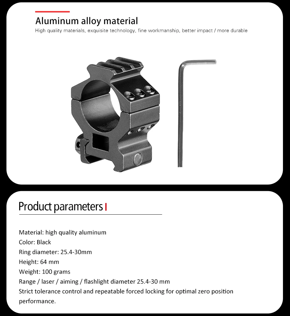 Scope Mount 30mm Ring Heavy Duty Low Profile 6 Bolts 20mm Weaver ...