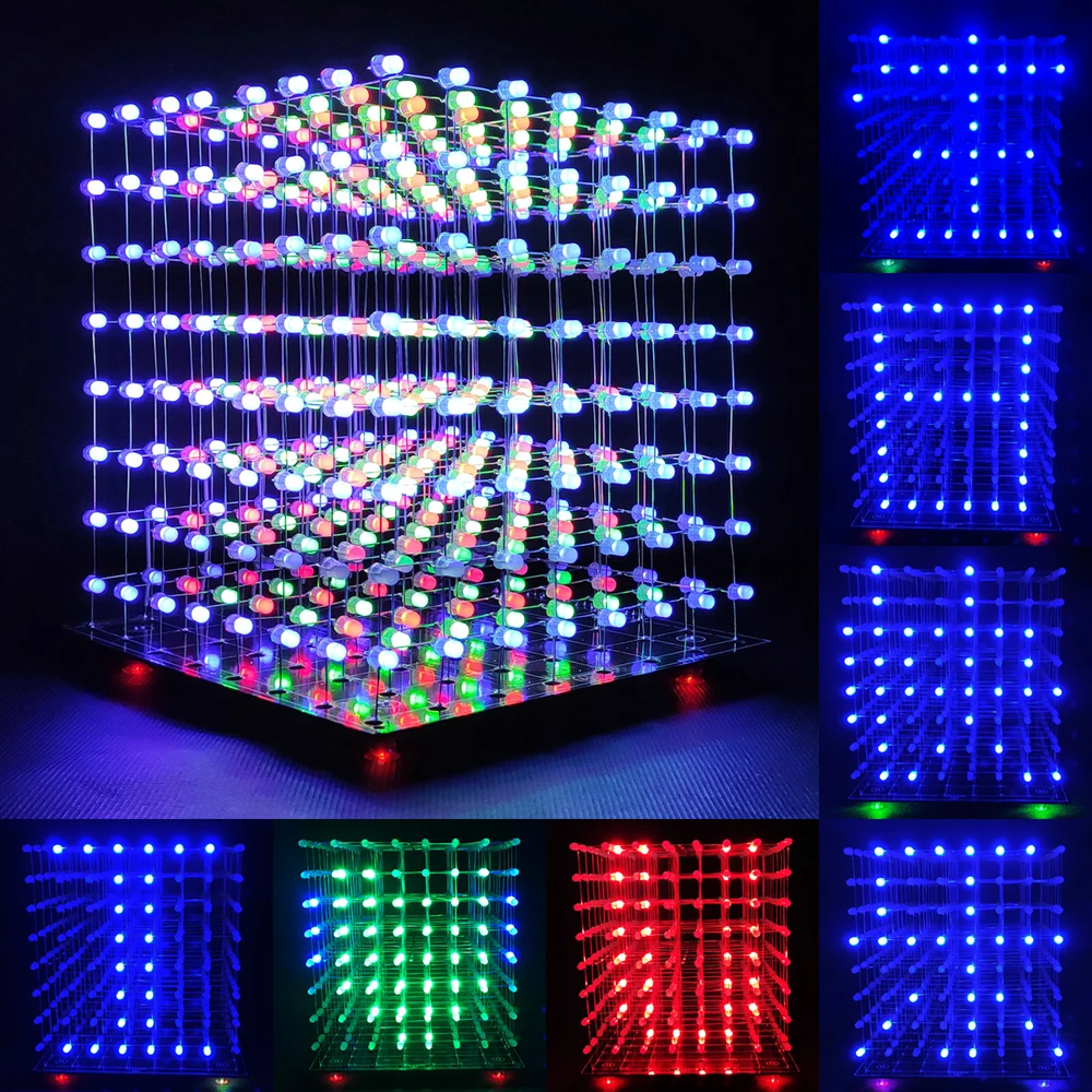 3D LED Cube DIY Kit 8x8x8 Color Lights - tech.diydynamic.com