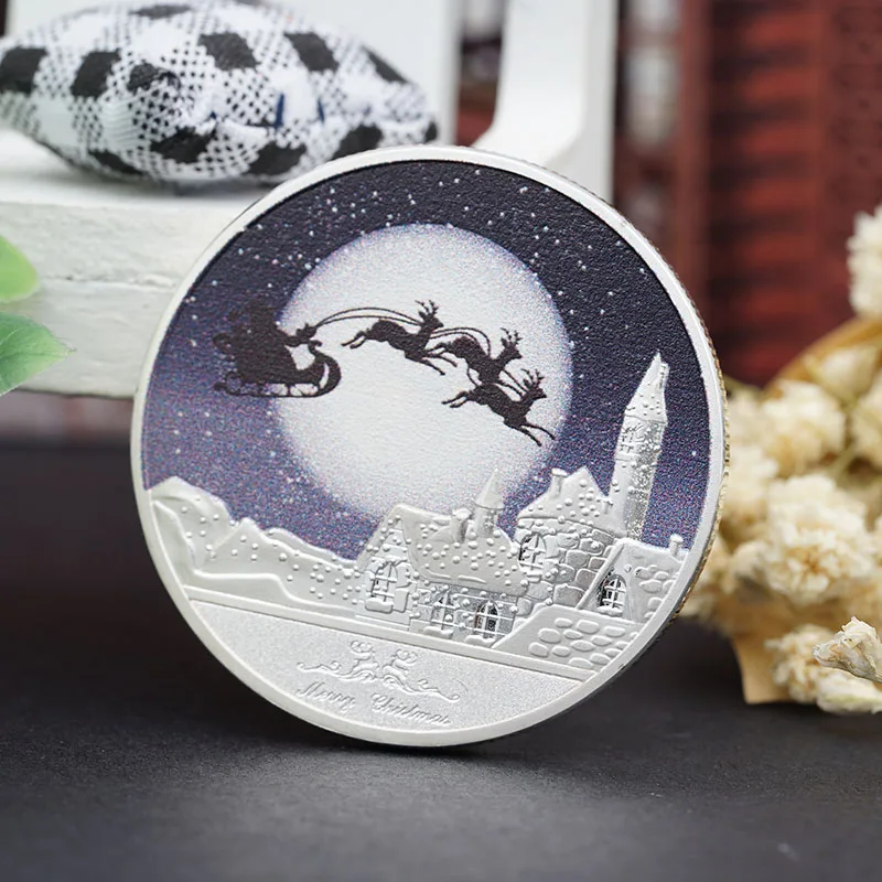 Merry Christmas Santa Happy New Year Gold Silver Plated Commemorative ...