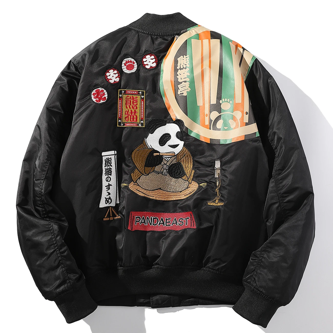 Hip Hop Jacket Coat Mens Streetwear Kanji Panda Embroidery Harajuku ...
