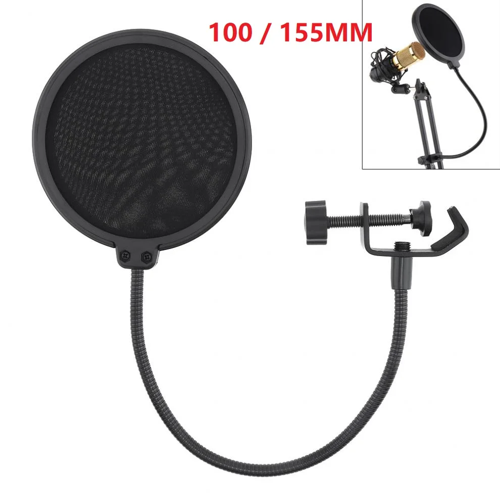Double Layer Studio Microphone Flexible Windscreen Mask Mic Pop Filter ...