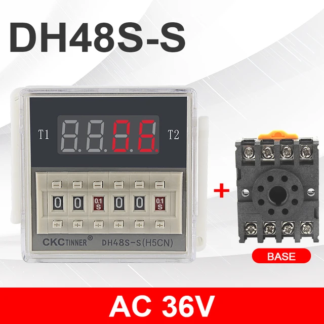 Digital LED Programmable Timer Relay Switch DH48S-S 0.1S-99H Socket Base AC/DC 12V 24V 36V 110V ...