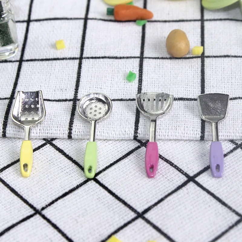 4pcs/set Miniature Dollhouse 1/12 Scale Utensils Spatula Miin Cooking ...