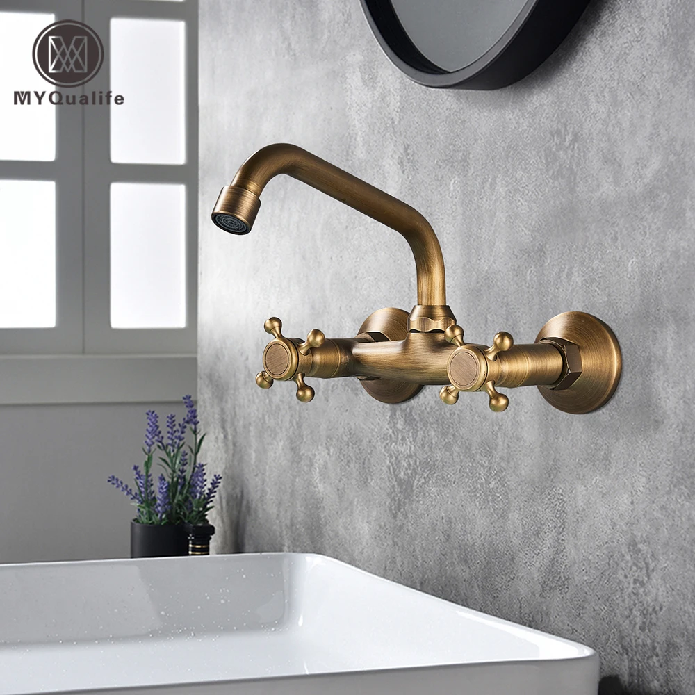 【サイズ】 CHEN kitchen tap Antique Brass Basin Faucet Single Handle Wall ...