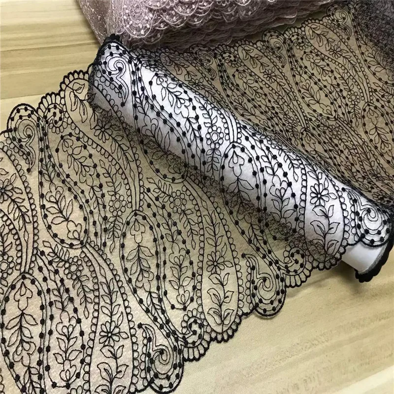 Embroidered Lace Trims Poly Net Embroidery Lace Fabric 20cm Mesh DIY ...