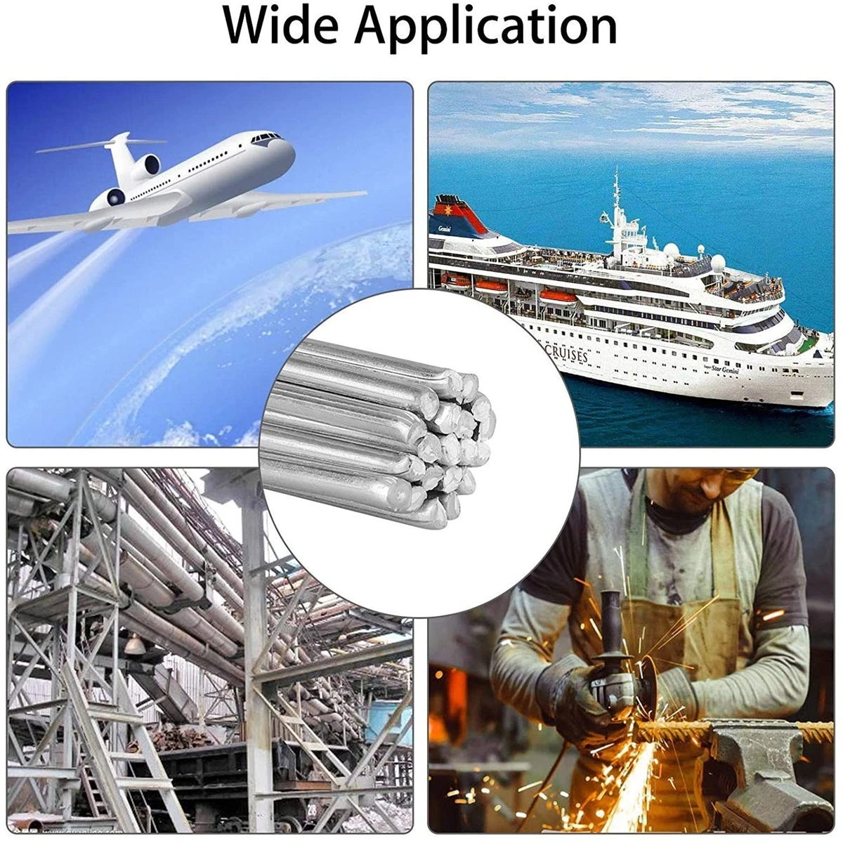 BAGUETTE TIG,50cm x 2mm-5PCS--Tiges de soudage en aluminium facile à fondre à basse température ...