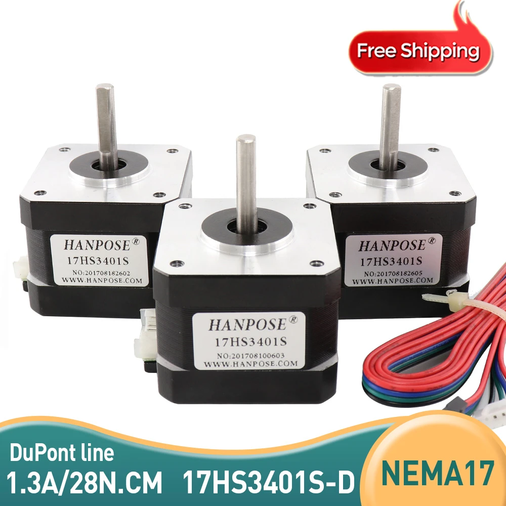 3PCS 42 Motor 17HS3401S 1.3A 28N.CM H34mm 4-Lead 42BYGH34 With 1M ...