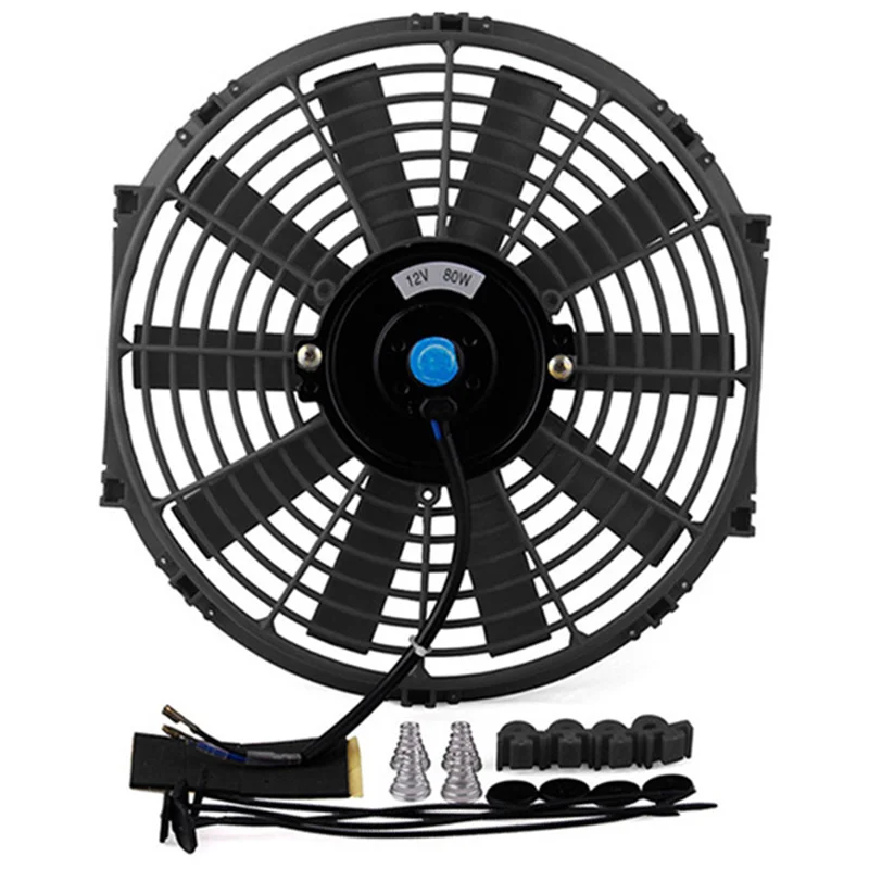 Universal 12 inch Car Water Oil Cooler Dc12V 90W Pull/Push Bend Black ...