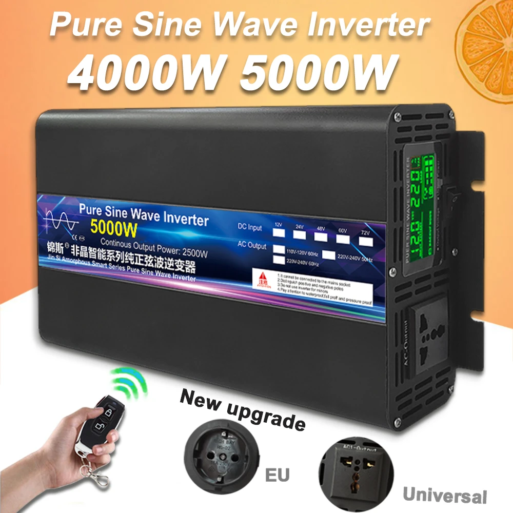 Pure Sine Wave Power Inverter 4000w 5000w Dc 12v 24v 48v To Ac Inverter ...