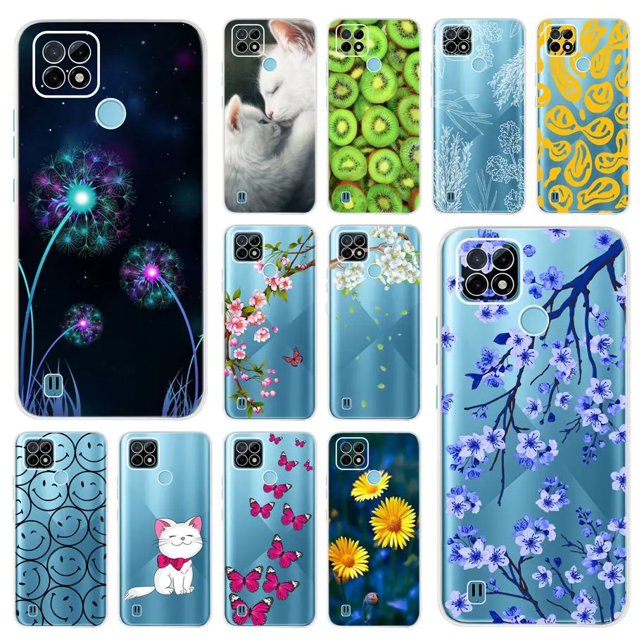 Para realme c21y caso moda macio tpu claro fundas capa para oppo realme ...