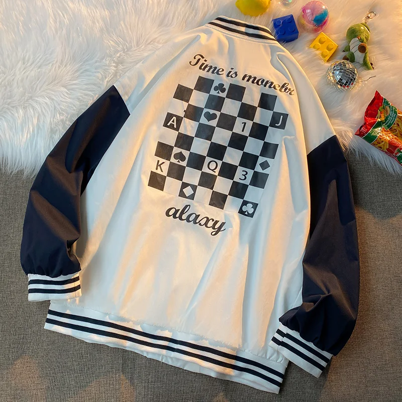 Autumn Baseball Jackets Men Patchwork Color Harajuku Casual Streetwear ...