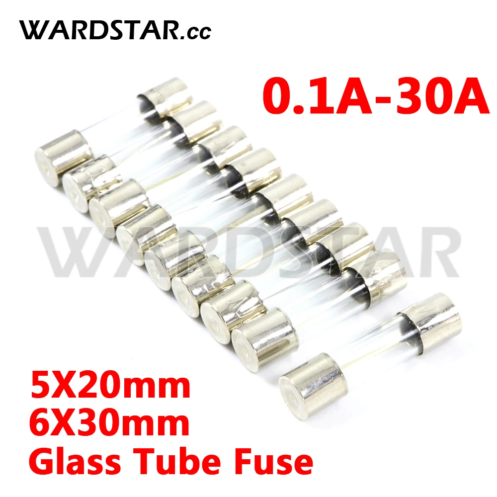 Glass Tube Fuse 5x20 6x30mm 0.1A 0.2A 0.5A 1A 1.5A 2A 2.5A 3A 3.15A 4A ...