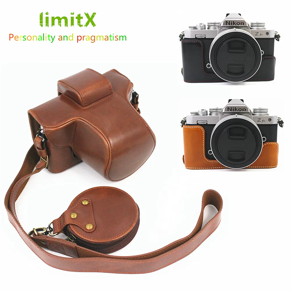 PU-Leather-Camera-Bag-Half-Body-Case-for-Nikon-Z-fc-Zfc-Camera-with-16 ...