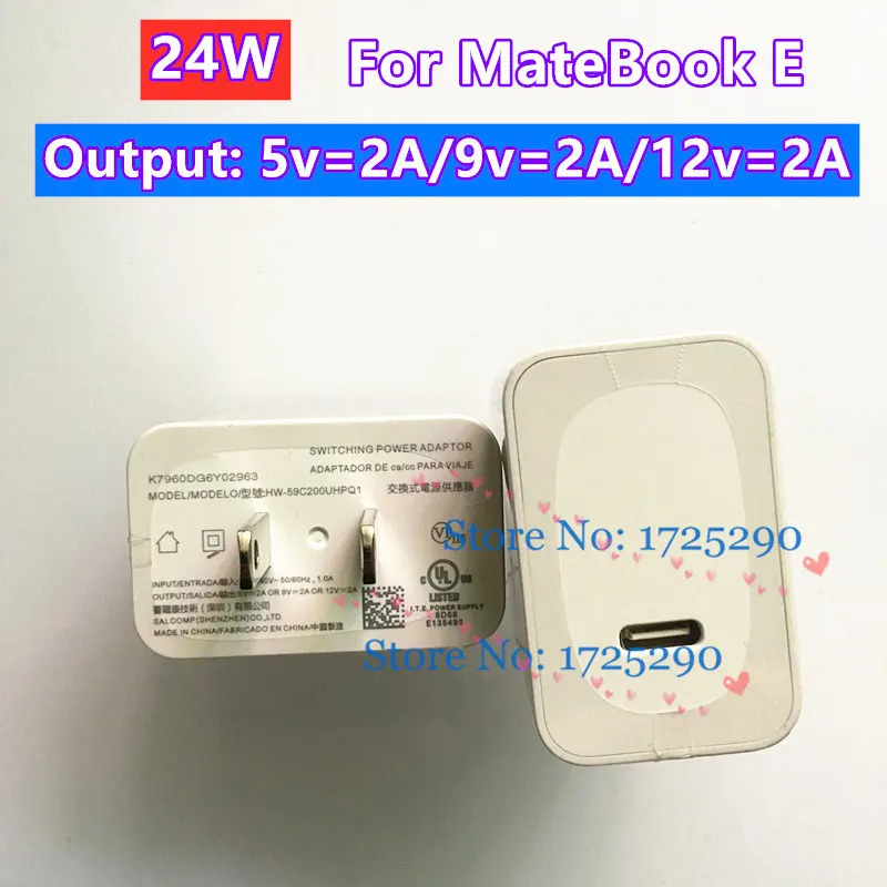 Adaptador de cargador de viaje para Huawei Matebook E Tablet, 24W, 12V, 2A, PD, 2 en 1, BL-W09 ...