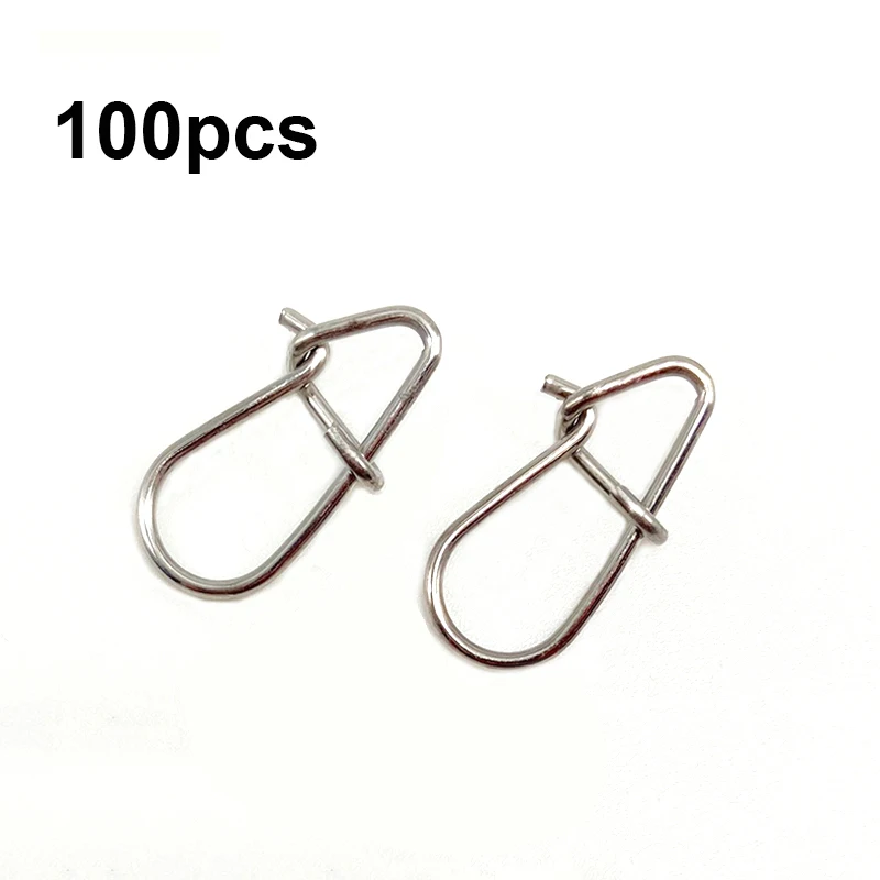 100pcs Stainless Steel Hook Fast Clips Lock Snaps Swivel Fishing Snap ...
