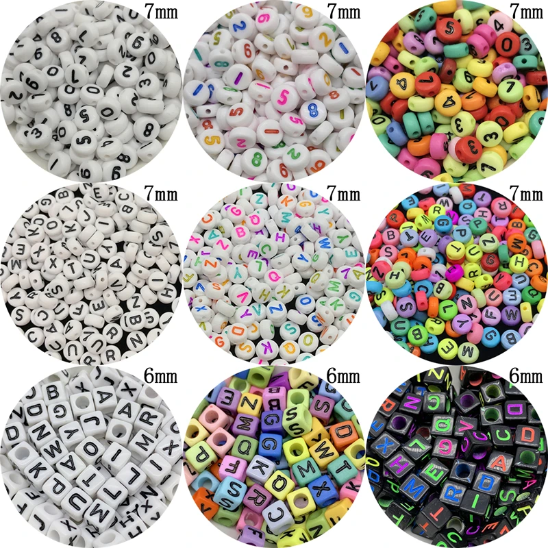 100pcs/Lot Letter Beads Oval /Square Shape Multi Number Letter Beads ...