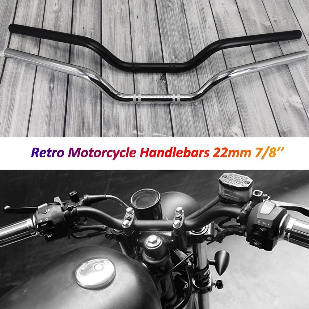 Retro Motorcycle Handlebars 22mm 7/8'' Motorbike Steering Wheel Vintage ...