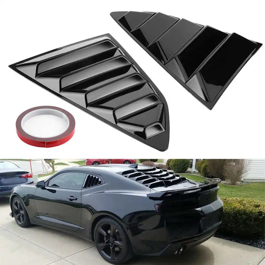 1 Pair Glossy Black Car Window Louvers Side Vent Scoop Cover Trim for ...