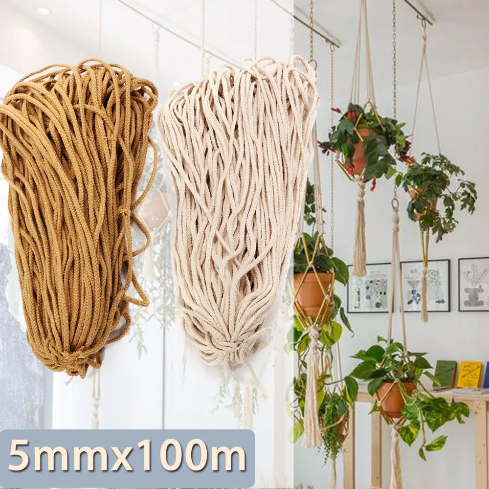 5mm White Brown Braided Cotton Cords Twisted Cord Rope Diy Craft ...