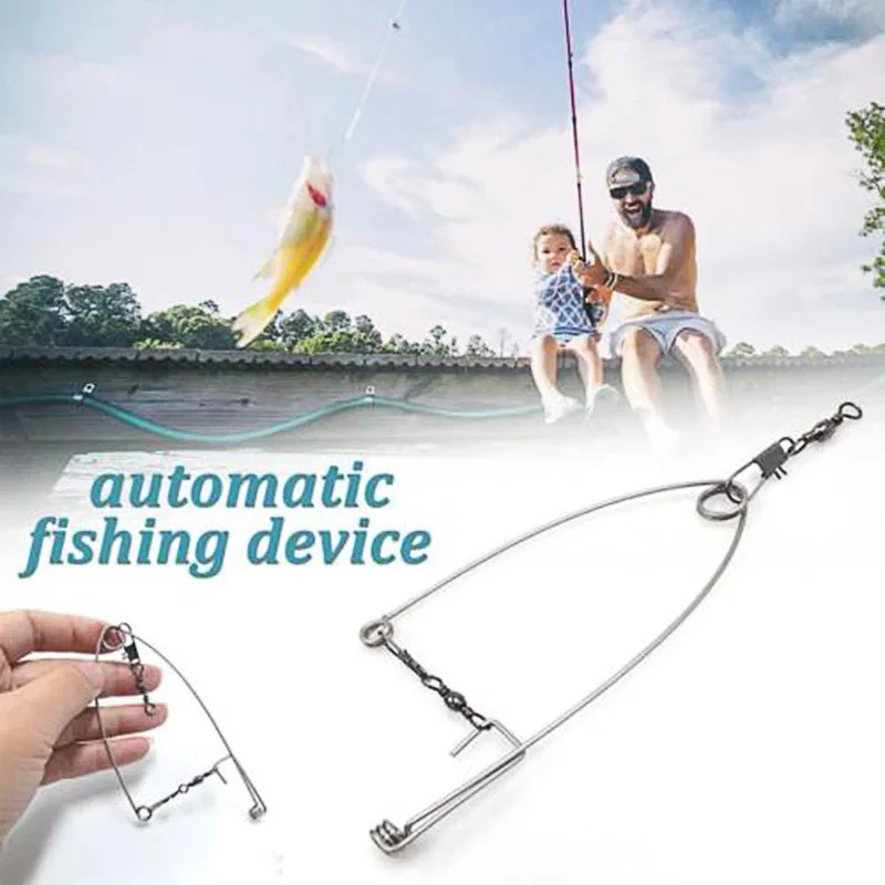 5pcs Automatic Fishing Hook Trigger Stainless Steel Spring Fishhook ...