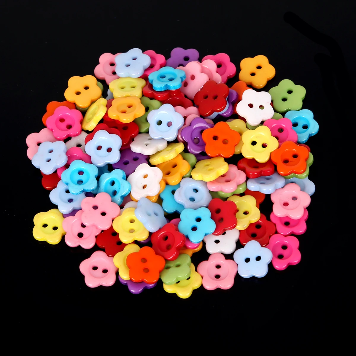Kids-Sewing-Buttons-Plastic-Clothes-10MM-50pcs-2-Holes-Flower-Shape ...
